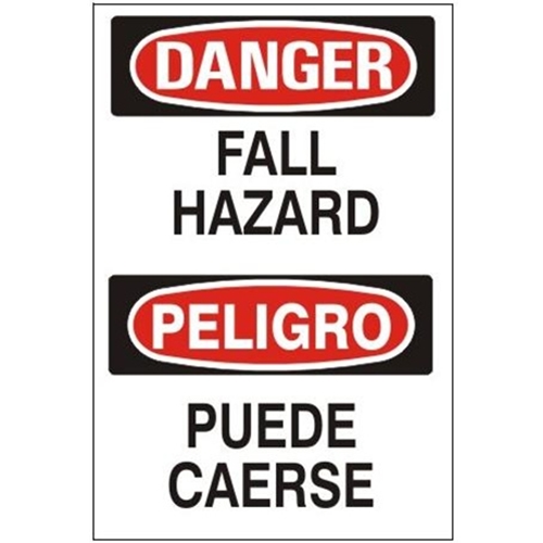 Bilingual Danger: Fall Hazard Sign
