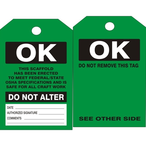 Green Scaffold Tag 25/Pk