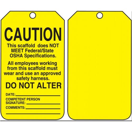 Yellow Scaffold Tag 25/Pack